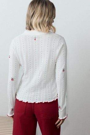 Next Strickjacke Lang&auml;rmeliges Hemd aus Strick mit Pointelledesign (1-tlg)