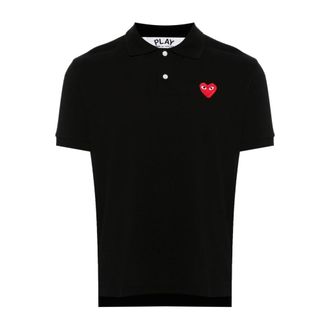 Comme Des Gar&ccedil;ons Black Heart Logo Polo Shirt - - Tops - Damen - Schwarzk - S
