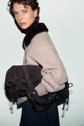 Gerard Darel Gilet en cachemire et col en fausse fourrure - ROSALBA