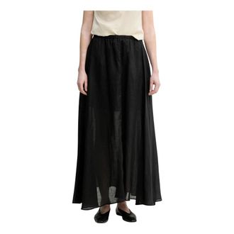 Isabelle Blanche Leinen Maxirock - - Skirts - Damen - Schwarzk - XS