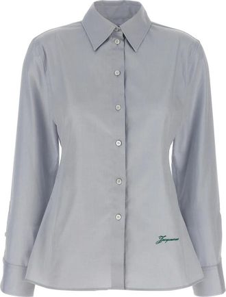 Jacquemus Femme, Blouses et Chemises, Gris, Taille: 38 FR La Chemise De Costume Shirt
