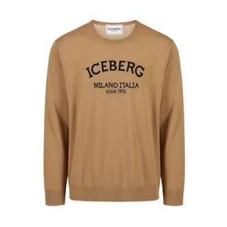 Iceberg Rundhals-Pullover mit Logo - - Knitwear - Herren - Beige - XL