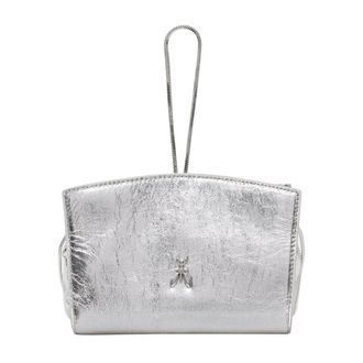 Patrizia Pepe Mini Pochette en Cuir Lamin&eacute; - Femme - Sacs - Gris - Taille: ONE Size