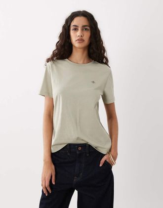 GANT Regular-Fit-T-Shirt in Beige mit Wappen-Logo-Neutral
