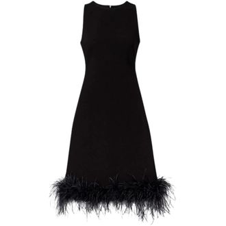 Max Mara &Auml;rmelloses Midikleid mit Federbesatz - - Dresses - Damen - Schwarzk - 4XS