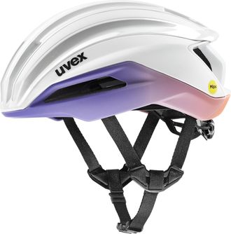 Uvex Unisex Surge Aero MIPS Fahrradhelm, White-Lilac apricot matt, 53-56CM