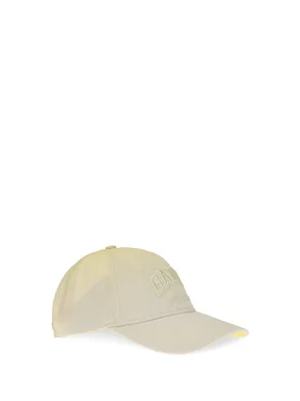 Ganni Womens Cotton Logo Baseball Cap Lemon Meringue Hats E Hairbands