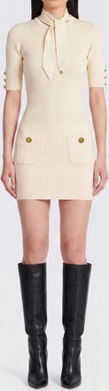 Elisabetta Franchi Mini-robe en maille avec col lavalli&egrave;re et poches