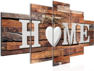 Runa Art Wandbilder Home Holz 5 Teilig Bild auf Vlies Leinwand Deko Wohnzimmer Mit Spruch Braun 014752c