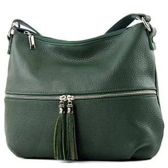 modamoda.de T159 - Sac à bandoulière ital en cuir, Vert bouteille 2021, m