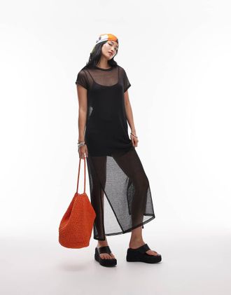 AllSaints Thea - Glitzerndes Kleid in Schwarz