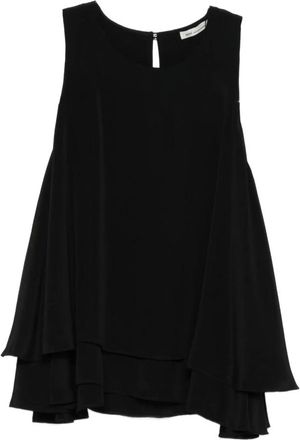 Ami Femme, Tops, Noir, Taille: 38 FR Haut Sans Manches &agrave; Volants