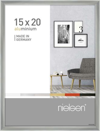 Nielsen Design Bilderrahmen, 15 x 20 cm, Aluminium, Silber glanz, Fotorahmen zum Auftstellen und Aufhängen im Hoch- & Querformat, Echtglas, Pixel
