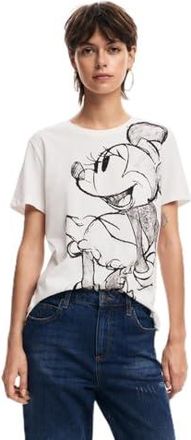 Desigual T- Shirt &agrave; Manches Courtes en Tricot pour Femme, Blanc