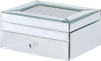 Beliani Boîte à Bijoux Effet Miroir avec 1 Tiroir et Compartiment Supérieur Idée Cadeau Parfait au Sytle Glamour Tendance Beliani