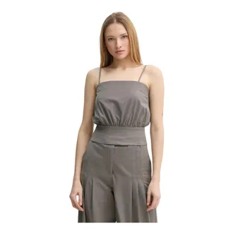 Remain Karo Neck Sleeveless Top - Femme - Tops - Brun - Taille: 40 FR