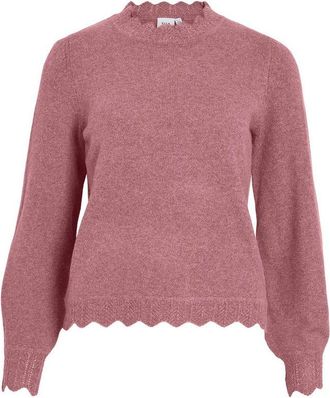 Vila Strickpullover Weicher Strickpulli in aktuellem Design f&uuml;r Damen (1-tlg) Recyceltes Material nachhaltig Normal Fit Rundhals Langarm