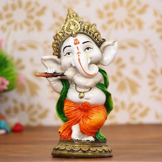 eCraftIndia Handgefertigte Polyresin-Statue mit Ganesha-Idol, dekoratives Schaust&uuml;ck, ideal f&uuml;r Zuhause, B&uuml;ro, Dekoration und als Geschenk zum Geburtstag, Diwali 