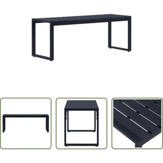 vidaXL Gartenstuhl - Gartenbank 120,5 cm PS-Platte Schwarz