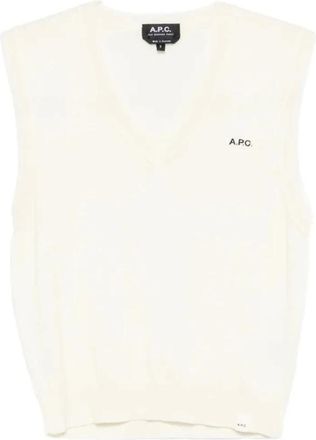 A.P.C. A.p.c., Femme, Pulls, Blanc, Taille: 36 FR V-neck Vest