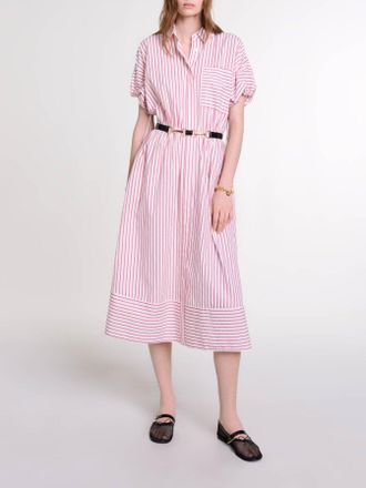 Maje Langes Gestreiftes Kleid Mit Strass - Rayure Rouge Strassee - Maje