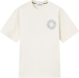 Stone Island Homme, Tops, Blanc, Taille: L T-Shirt Col Rond