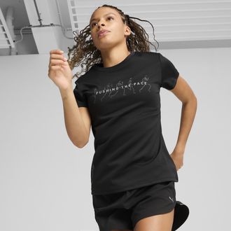 Puma Lauf-T-Shirt mit Grafik und Slogan Damen, Kleidung, Schwarz, M