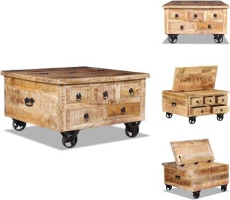 vidaXL Couchtisch Raues Mangoholz 70x70x40 cm - Industrieller Couchtisch - Holzmöbel - Mangoholz Couchtisch - Vintage Couchtisch - Sideboard
