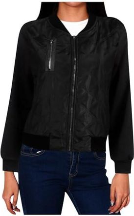 Generic Vestes dautomne et dhiver pour femmes, couleur unie, tendance, fermeture &eacute;clair, manteau doux &agrave; manches longues 2026, Noir, XXL
