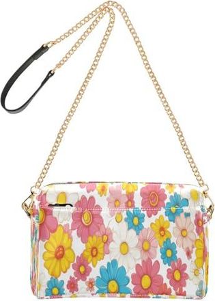 HMZXZ Sacs à bandoulière en cuir avec motif floral coloré pour femme, petit sac à main à bandoulière, motif floral