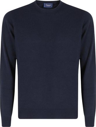 Drumohr Maglia Girocollo Lana Cash Baba - - Knitwear - Herren - Blau - XL