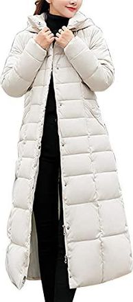 Onsoyours Femme Doudoune Longue Hiver Chaud Veste Matelassee Parka à Capuche Manteau Élégant Casual B Blanc XXL
