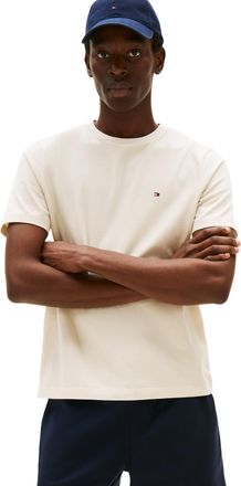 Tommy Hilfiger Herren T-Shirt Kurzarm Seasonal Solid Tee mit Rundhalsausschnitt, Elfenbein (Newsprint), XXL