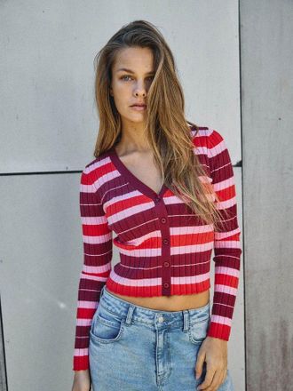 Noisy May Cardigan Weiche Strickjacke mit gestreiftem Muster (1-tlg) 27036106_Cardigan