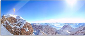 Pixxprint Glasbild Panorama, Wandbild aus Echtglas, Zugspitze im Sonnenlicht, 100x40 cm, inkl. Aufhängung und Abstandshalter