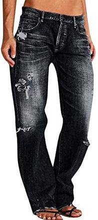 Generic Jean Femme Taille Elastique, Jeans pour Femme Elastique Droit Pantalon avec Poches Décontracté Ample Jeans Femme Stretch Jeggings Push Up Mode Denim