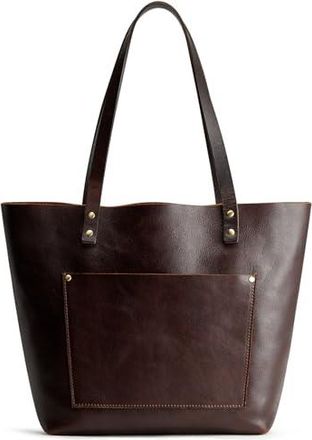 S-Zone Grand sac fourre-tout en cuir pour femme avec poche ext&eacute;rieure, Marron galet, Large