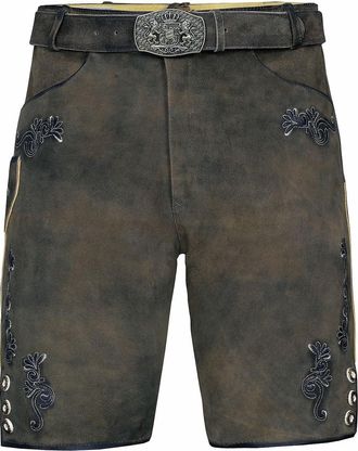 Edelnice Trachtenmode Bayerische Traditionelle Kurze Lederhose Lothar mit passendem Trachtengürtel aus Ziegenleder Gr. 44-68 (as3, Numeric, Numeric_52, Regular, Regular)