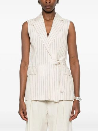 PESERICO Womens Striped Tie-Waist Vest Ss26 W