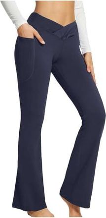 Generic Legging &eacute;vas&eacute; d&eacute;contract&eacute; pour femme - Pantalon de yoga extensible - Taille haute - Pantalon dentra&icirc;nement - Pantalon de sport - Legging gainant, Bu2.