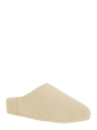 UGG Womens Beige Mules With Logo Lettering And Shearling Lining Leather