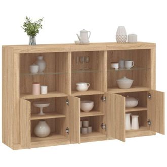 vidaXL Buffet avec lumi&egrave;res led ch&ecirc;ne sonoma 162x37x100 cm