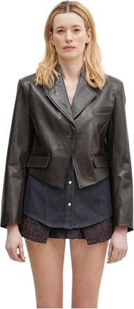 Andersson Bell Blazer Hybride en Similicuir - Femme - Vestes - Brun - Taille: 40 FR
