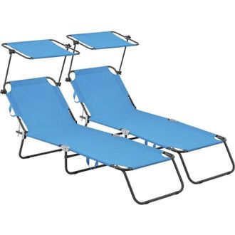 Habitat et Jardin Habitat Et Jardin - Klappbare Sonnenliegen 2er-Set Lazy - Mit Sonnenschutz - Blau