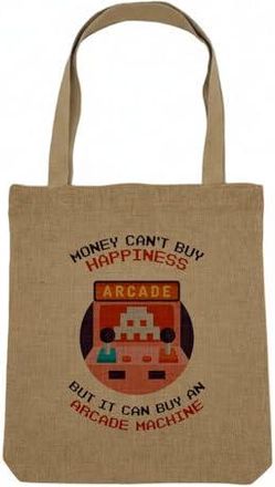Fabulous Sac Shopping Tote Bag Aspect Lin - Arcade Machine Money Cant Buy Happiness Jeux Video Retro - Sac de Courses Toile Epaisse 360g Beige Naturel Cabas Po
