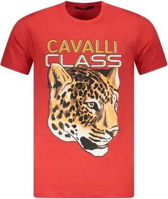 Cavalli Leoparden Grafik Tee - - Tops - Herren - Rot - M