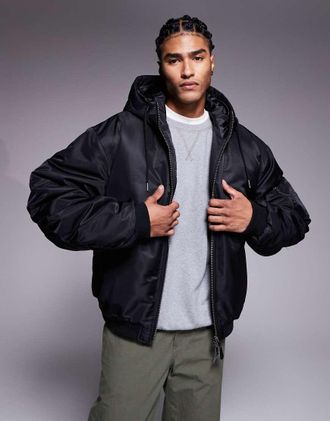 Asos Oversize-Bomberjacke in Schwarz