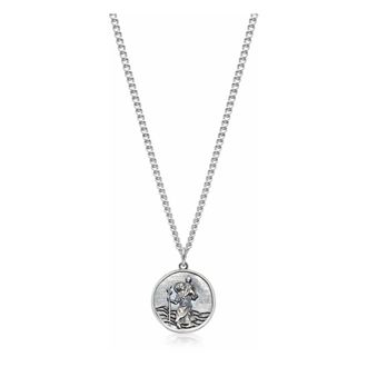 Nialaya Homme, Accessoires, Gris, Taille: M Protector Medallion Necklace