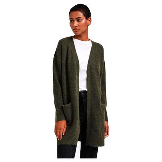 Selected Damen Selected Lange Strickjacke mit Taschen | Open Stretch Casual Cardigan | Knitted Coat SLFLULU, Farben:Grün, Größe:XS