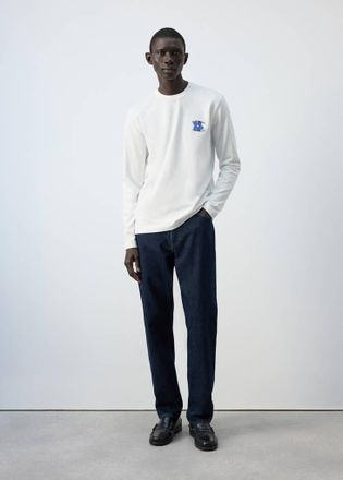 Mango T-shirt 100 % coton imprim&eacute; blanc - Homme - XXL - MANGO MAN
